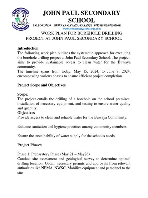 Borehole Drill Work Plan Pdf Borehole Risk Management