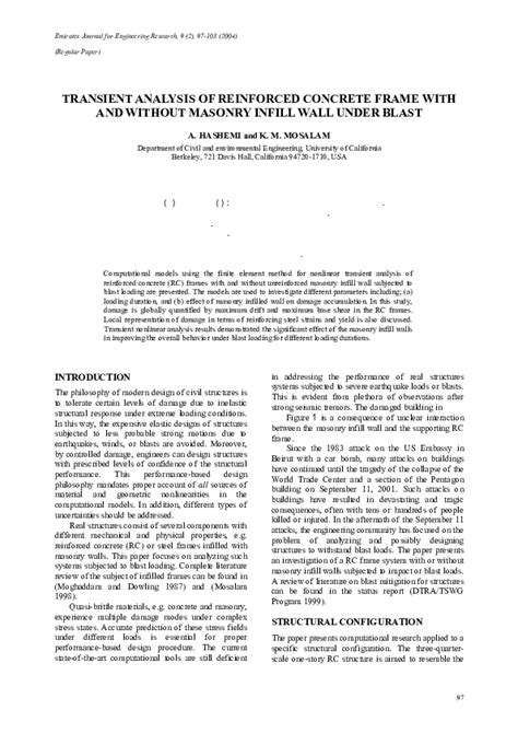 Pdf Transient Analysis Of Reinforced Concrete Frame With And Without