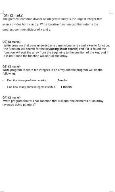 solved q1 2 marks the greatest common divisor of integers