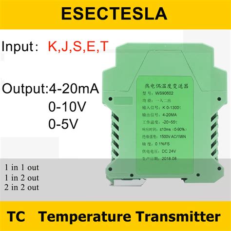 TC Thermocouple Temperature Transmitter K Type 400 To 1300 Degrees 4 20mA 0 10V Output 1 In 1 TC