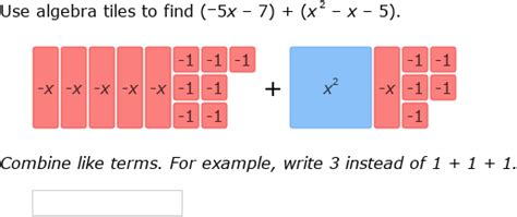 IXL Add And Subtract Polynomials Using Algebra Tiles Nd Year Maths Practice