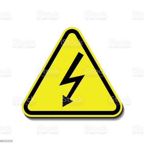 화이트 삼천사 노란색 검은 색에 고립 된 위험 고전압 충격 기호의 경고 표시 위험 삼각형 고전압 기호 10eps의 벡터 그림