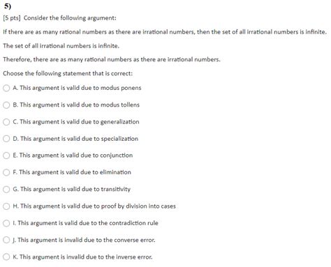 Solved 5 5 Pts Consider The Following Argument If There