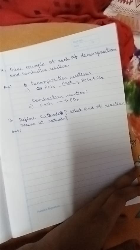 2 Give Examples Of Each Of Decomposition And Combustion Reaction A De