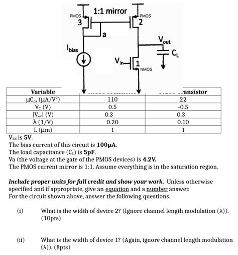 Vdd Is 5v The Bias Current Of This Circuit Is 100μa The Load Capacit