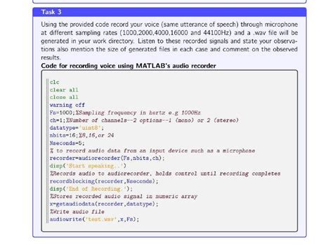 Solved Task 3 Using The Provided Code Record Your Voice
