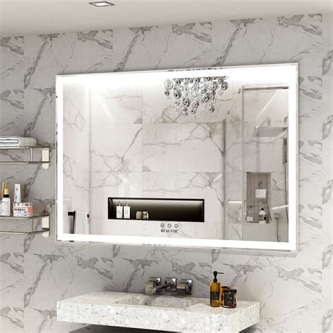 Newboti Furniture 60x40 Inch Oversized Led Bathroom Mirror Wall Mounted Mirror With 3 Color