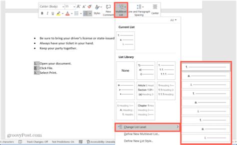 how to adjust bullet or number list indents in microsoft word