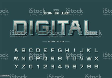 하프 톤 육각 글꼴 및 알파벳 벡터 디지털 디자인 서체 문자 및 번호 0명에 대한 스톡 벡터 아트 및 기타 이미지 0명 교육 디자인 Istock