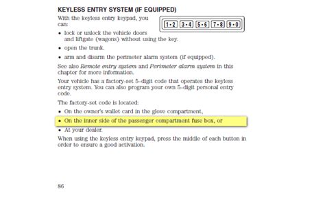 Mercury Sable 2002 Q A On Alarm Codes Keyless Entry JustAnswer