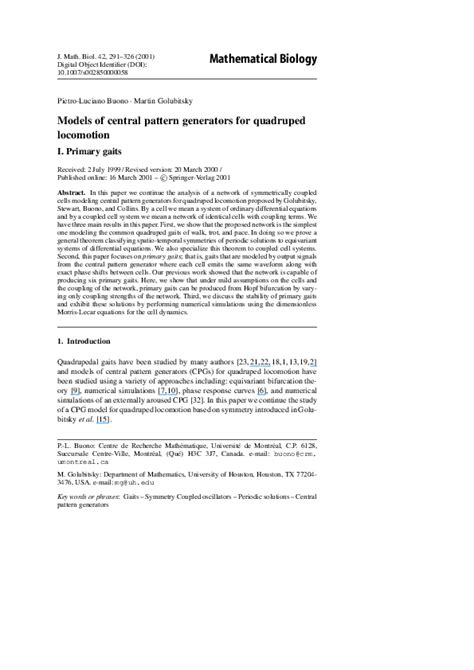 pdf models of central pattern generators for quadruped locomotion