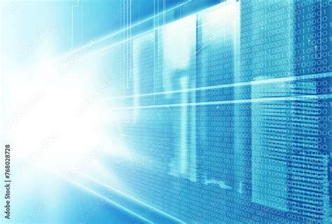 Matrix Coding And Numbers For Data With Connectivity For Futuristic Technology With Blue