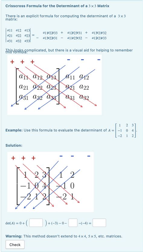 Solved Crisscross Formula For The Determinant Of A 3×3