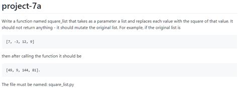 Solved Project 7a Write A Function Named Squarelist That