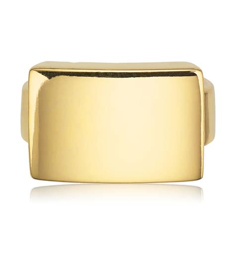 Linear Large Plain Ring In 18ct Gold Vermeil On Sterling Silver