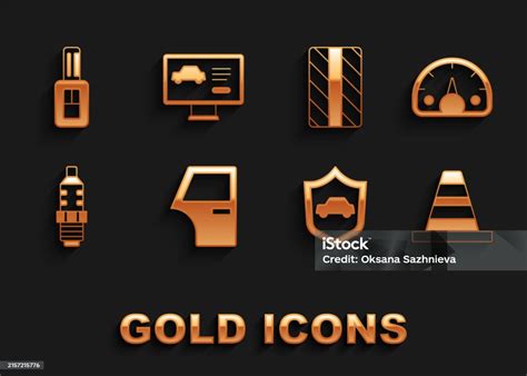 자동차 문 속도계 교통 콘 방패 점화 플러그 타이어 휠 키 리모컨 및 자동차 아이콘의 진단 상태를 설정합니다 벡터 건설 산업에