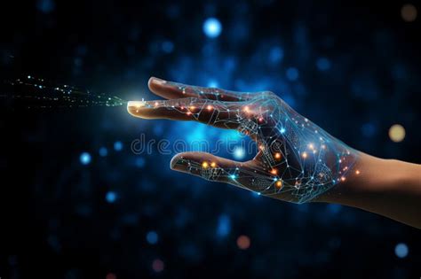 Hand With Glowing Circuits Concept Of Future Technologies Nanotechnology Stock Image Image