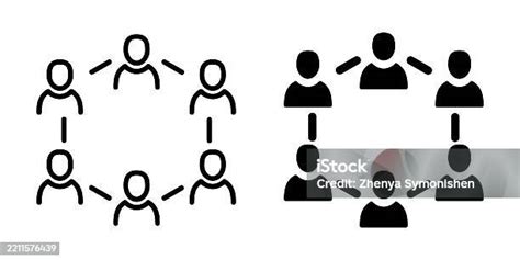 연결된 사람들이 있는 소셜 네트워크 아이콘입니다 선형 및 실루엣 스타일 공동체에 대한 스톡 벡터 아트 및 기타 이미지 공동체 단체 동업 Istock