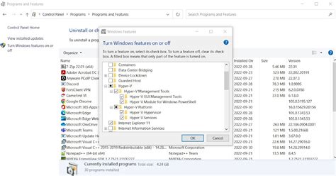 Enabling Hyper V Manager