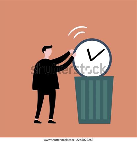 Man Throwing Clock Trash Bin Waste Stock Vector Royalty Free