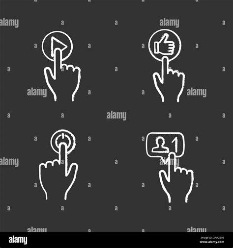 App Buttons Chalk Icons Set Click Play Like Power New Follower
