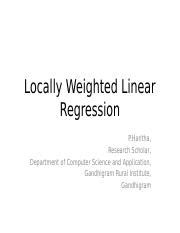 Locally Weighted Linear Regression Pptx Locally Weighted Linear Regression P Haritha Research