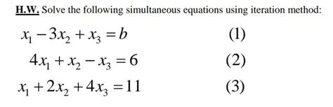Solved Hw ﻿solve The Following Simultaneous Equations