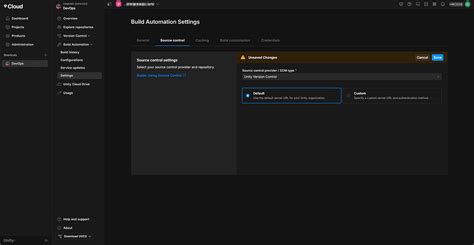 cannot save settings of build automation settings in unity cloud