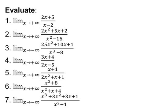 Limits At Infinity In Basic Calculus Ppt Ppt