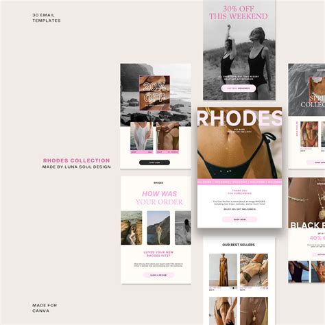 Rhodes Email Templates Canva Template Aesthetic Editable Email Templates Product Marketing
