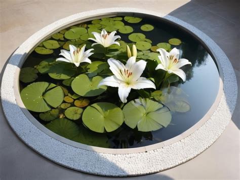 Premium Photo A Circular Arrangement Of White Lilies Surrounding A