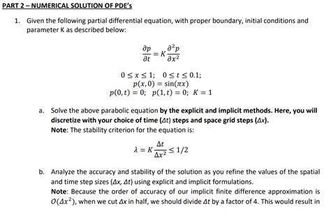 Solved 1 Given The Following Partial Differential Equation