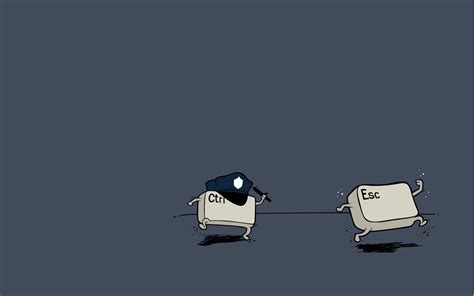 Ctrl Esc Buttons Keys Keyboard Cartoon Police Cop Chase Funny Funny Wallpapers