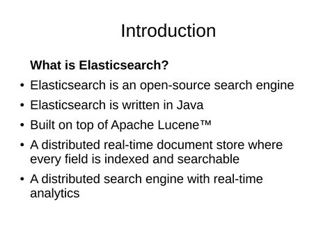 Elasticsearch Presentation 1 Ppt