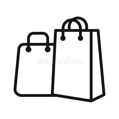 Shopping Bag Icon Black Line Art Vector Logo Stock Vector