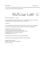 BME Problem Set Docx BME HW DUE Use Equation B Truskey For The