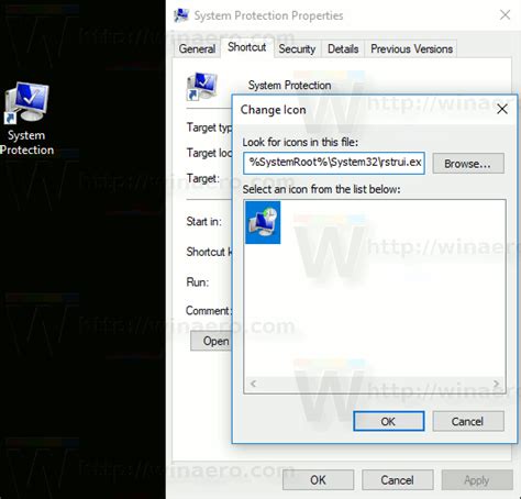 Create System Protection Shortcut In Windows 10