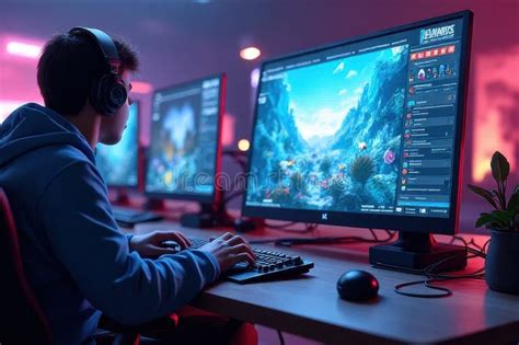 Exploring Immersive Digital Realms Interactive Virtual Playgrounds Stock Illustration