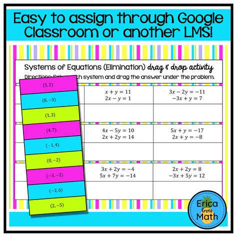Solving Systems Of Equations By Elimination Digital Activity Drag Drop Made By Teachers