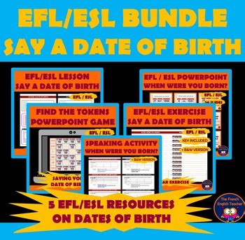 EFL ESL BUNDLE HOW TO SAY A DATE OF BIRTH In English TPT