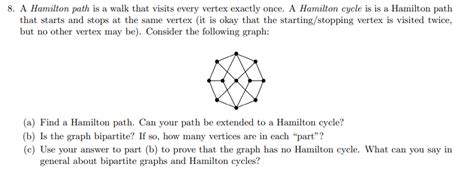 Solved A Hamilton Path Is A Walk That Visits Every Vertex Chegg