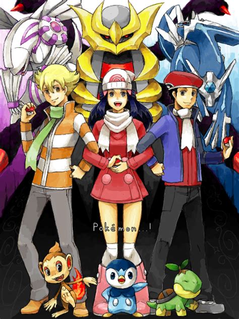 Dawn Piplup Lucas Barry Giratina And More Pokemon And More Drawn By Tometo Pot Danbooru