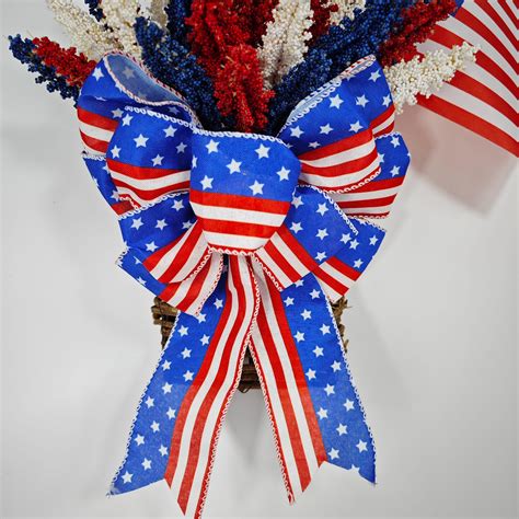 Adzgya Independence Day Flag Red White Blue Flag Flower Basket 157 Inch Patriotic Wreath 4th Of