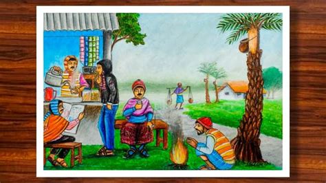 Easy Winter Season Drawing Winter Season Scenery Drawing Easy Scenery Drawing Oil Pastels