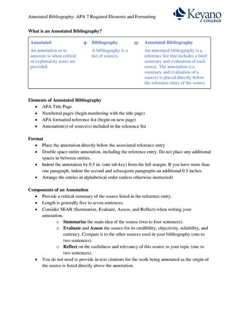 Annotated Bibliography Apa 7 Style Keyano Library Guide Annotated Bibliography Apa 7 Required