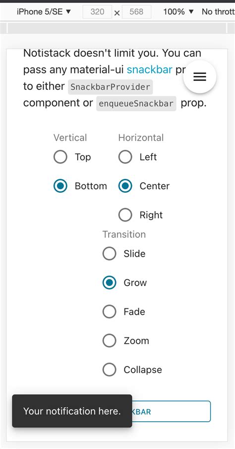 Snackbar Props Not Honored On Smaller Screens · Issue 367 · Iamhosseindhvnotistack · Github