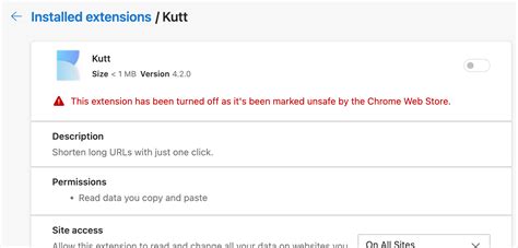 Kutt Extension Has Been Flagged And Disabled By Chrome Web Store