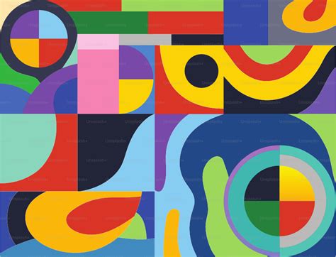 동적 기하학적 벡터 일러스트 레이 션 Artwor 깔끔한 선과 생동감 넘치는 형태가 이 추상적인 배경에 어우러져 모더니즘