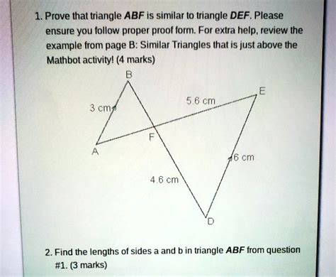 1 Prove That Triangle Abf Is Similar T0 Triangle Def Please Ensure You Follow Proper Prool Form