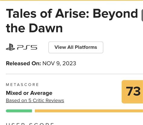 테일즈 오브 어라이즈 Dlc 메타크리틱 평점 등재 Pc콘솔 게임 에펨코리아